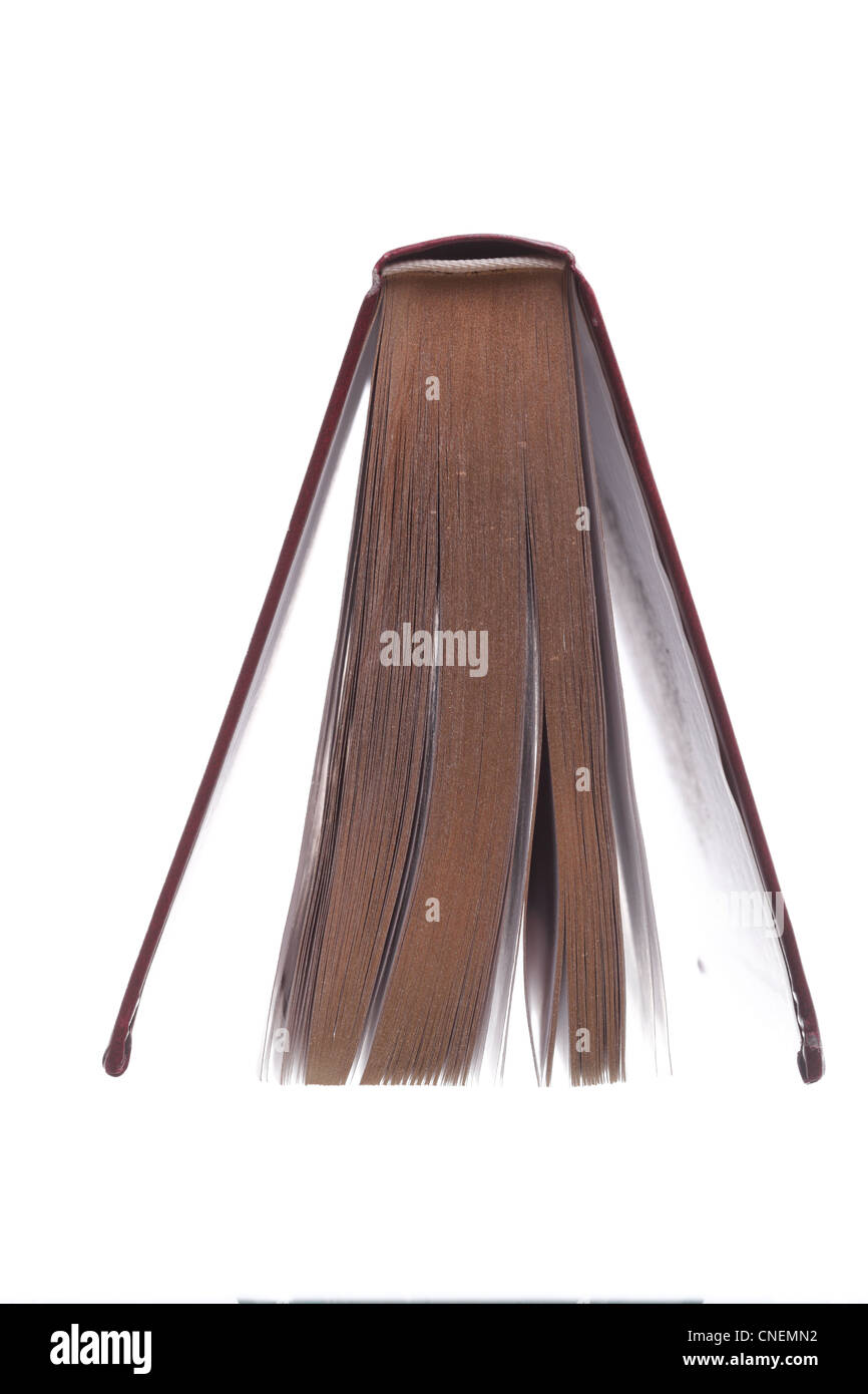 Isolated on white stack red book library object Stock Photo - Alamy