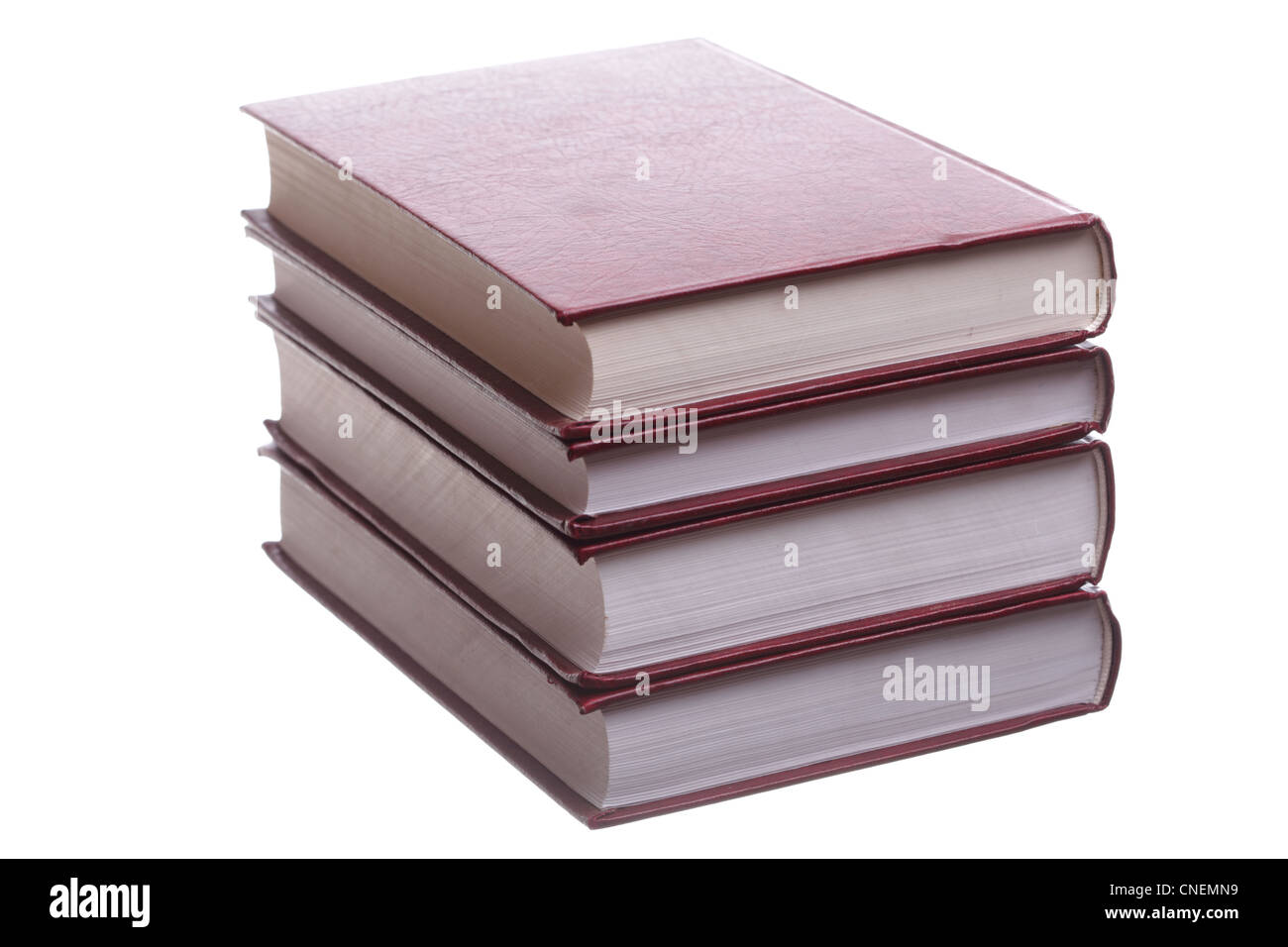 Isolated on white stack red book library object Stock Photo - Alamy