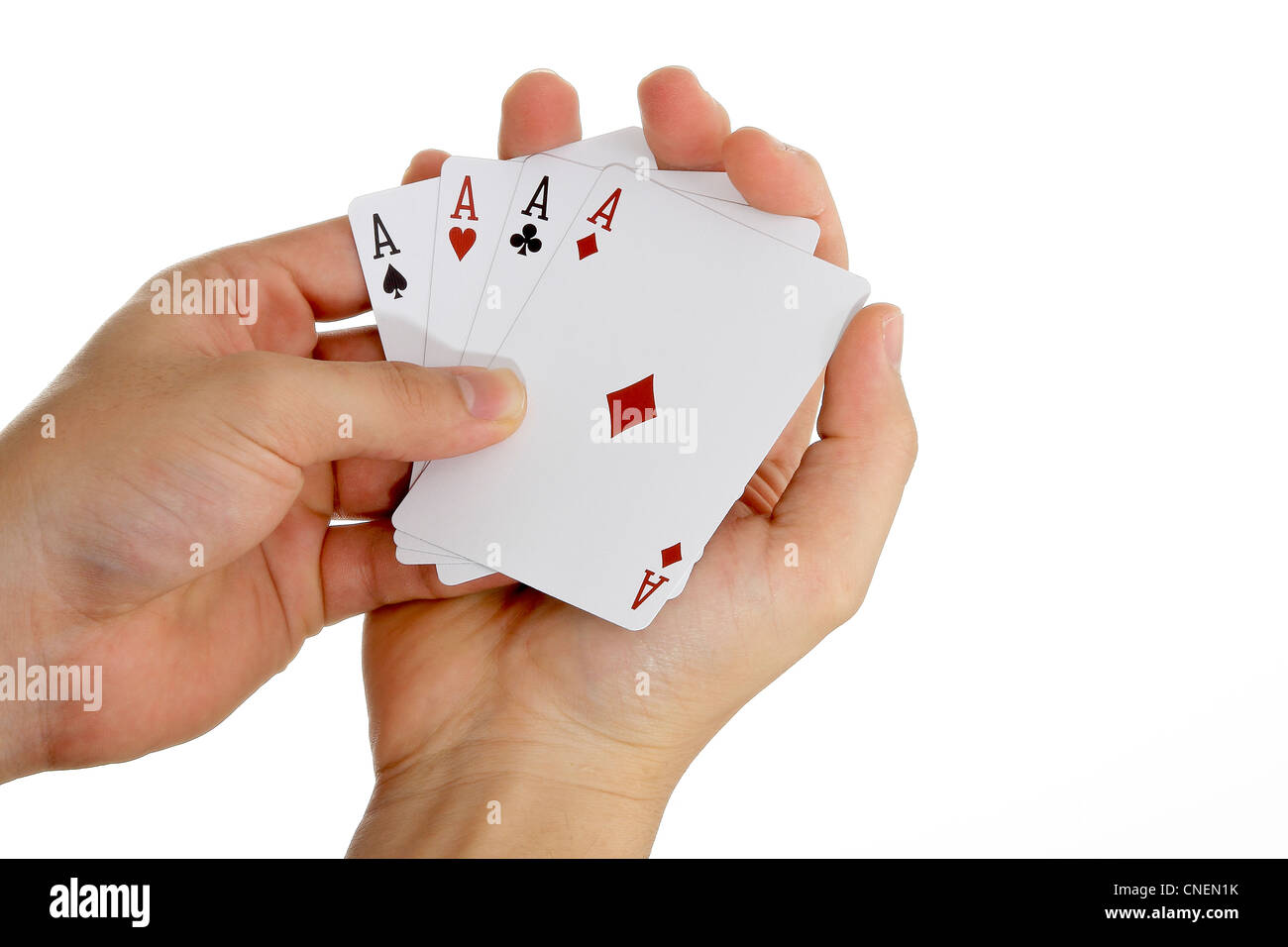 Four Aces in hand Stock Photo - Alamy