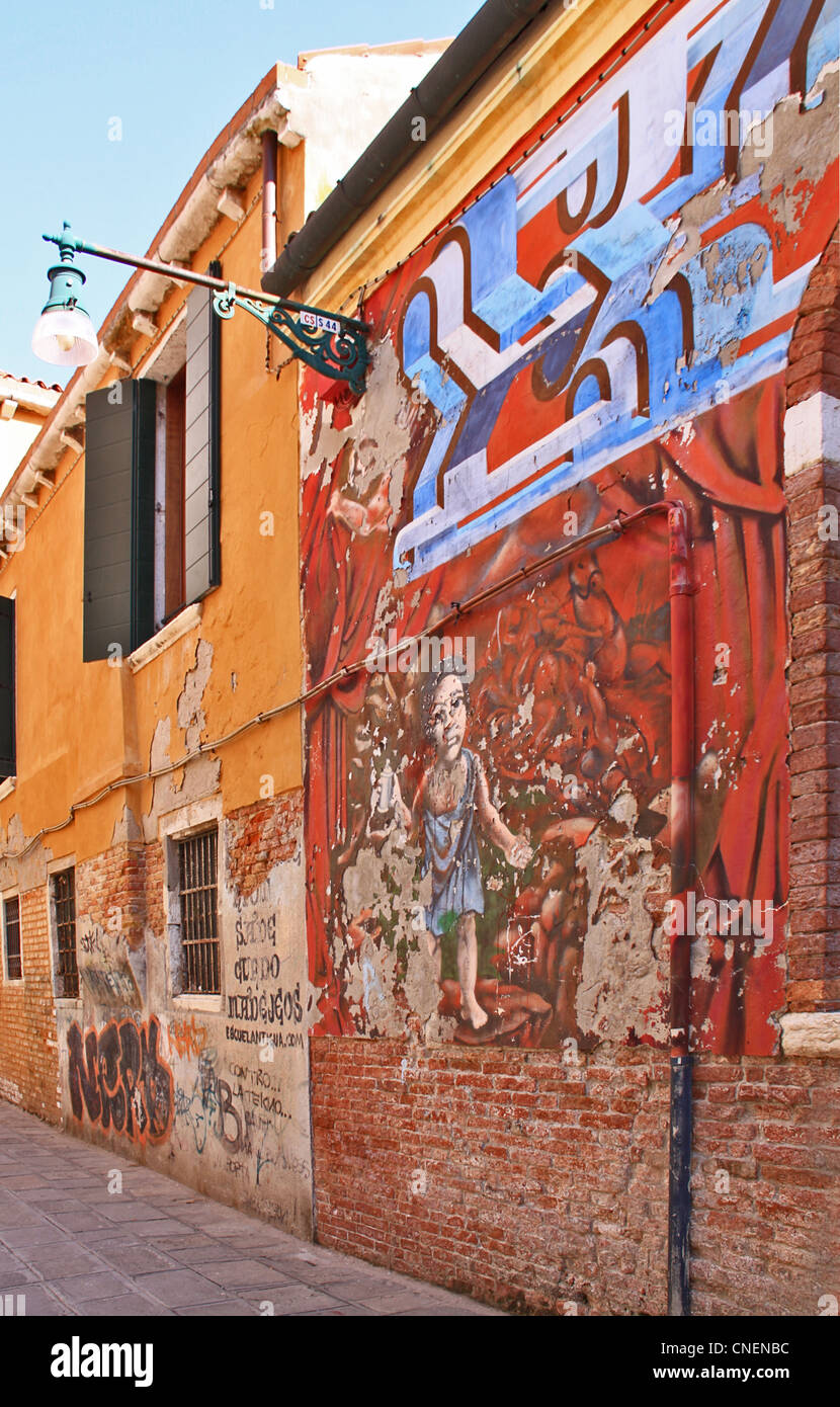 VENICE - Brick industrial building in Venice covered by artistic ...