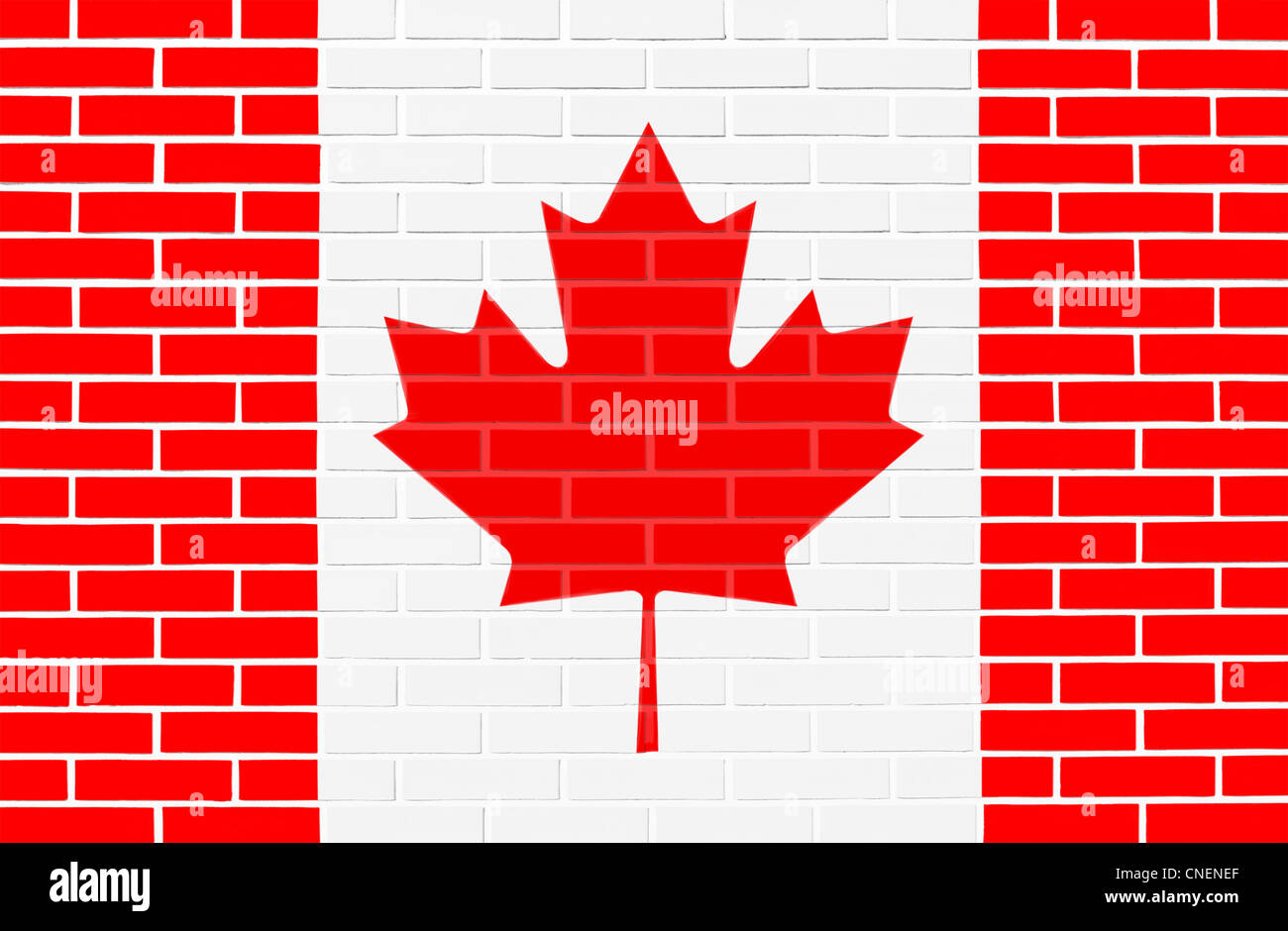 Flag of Canada painted onto brick wall Stock Photo - Alamy