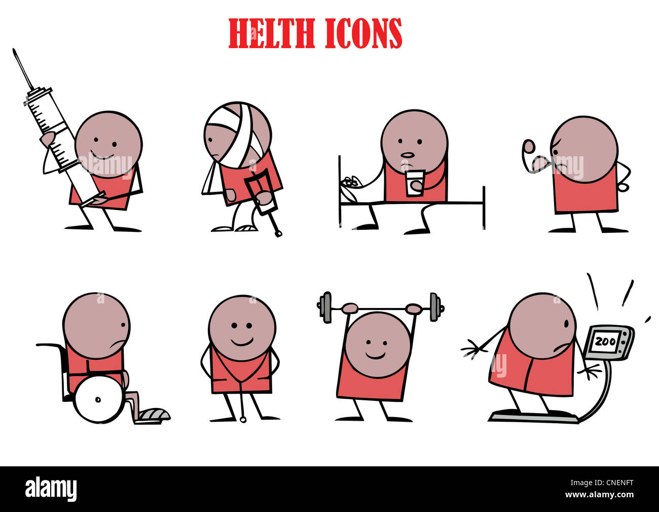 eight health icons Stock Photo - Alamy