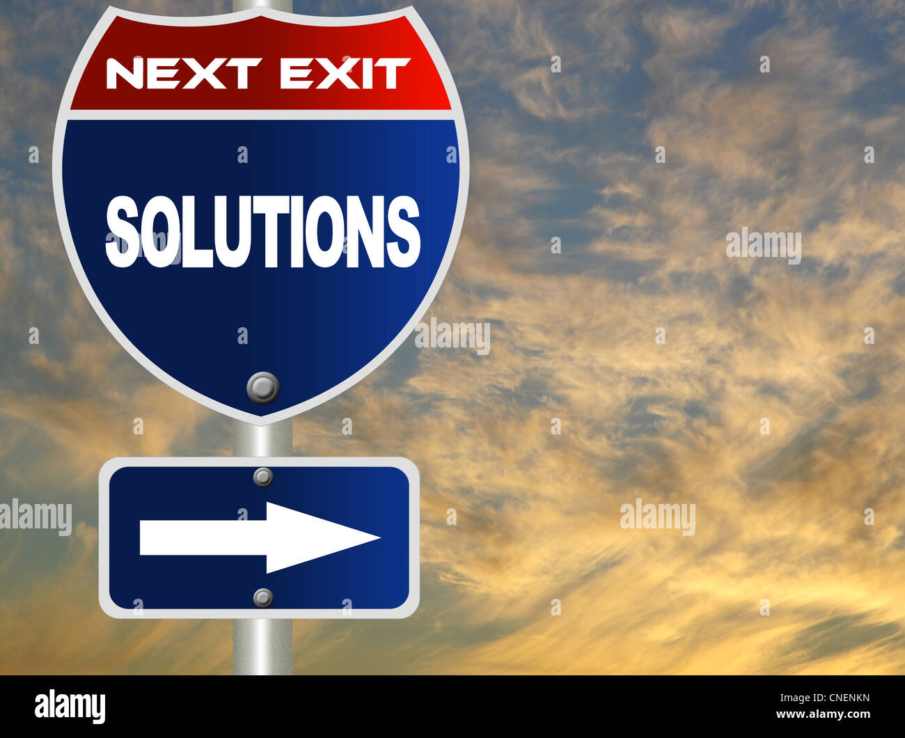 Solutions road sign Stock Photo - Alamy