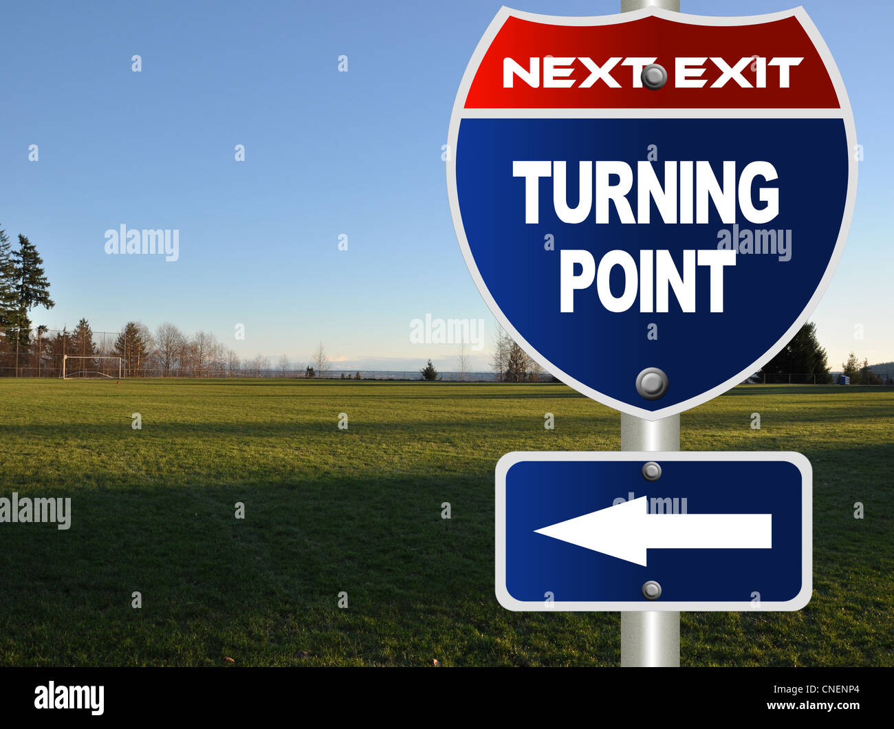Turning point road sign Stock Photo - Alamy