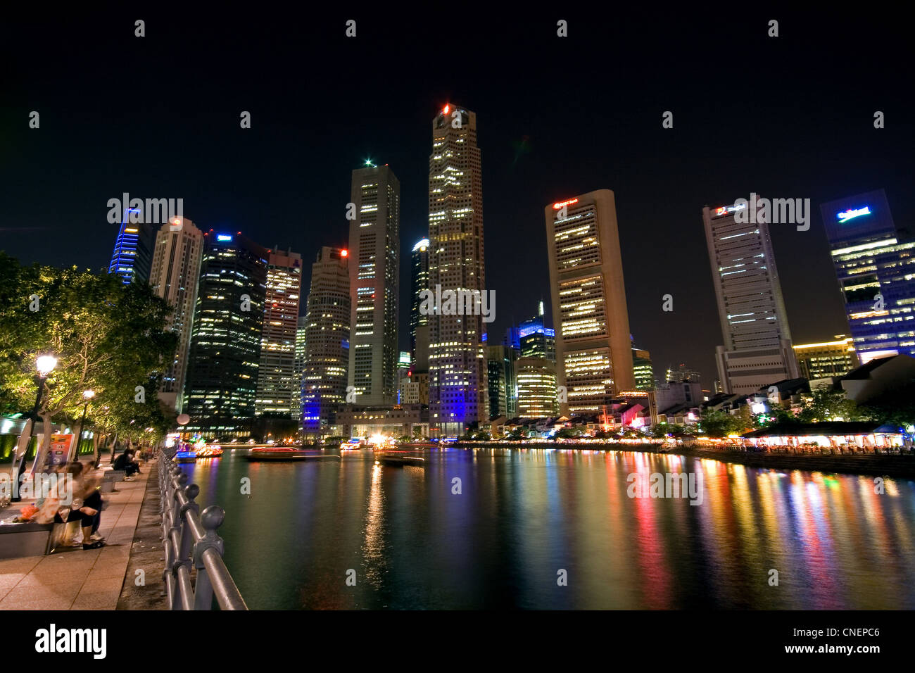 Night lights and skyscrapers' reflection at Singapore Stock Photo - Alamy