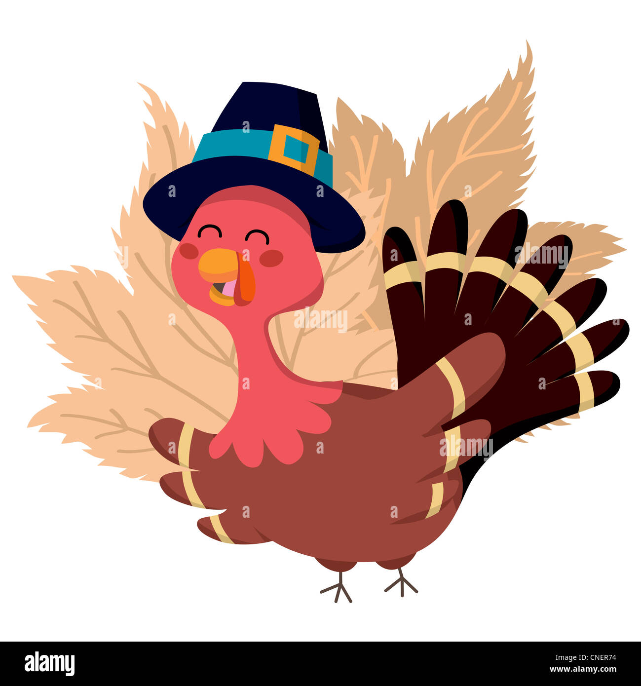 Turkey wearing a pilgrim hat for Thanksgiving celebration Stock Photo ...