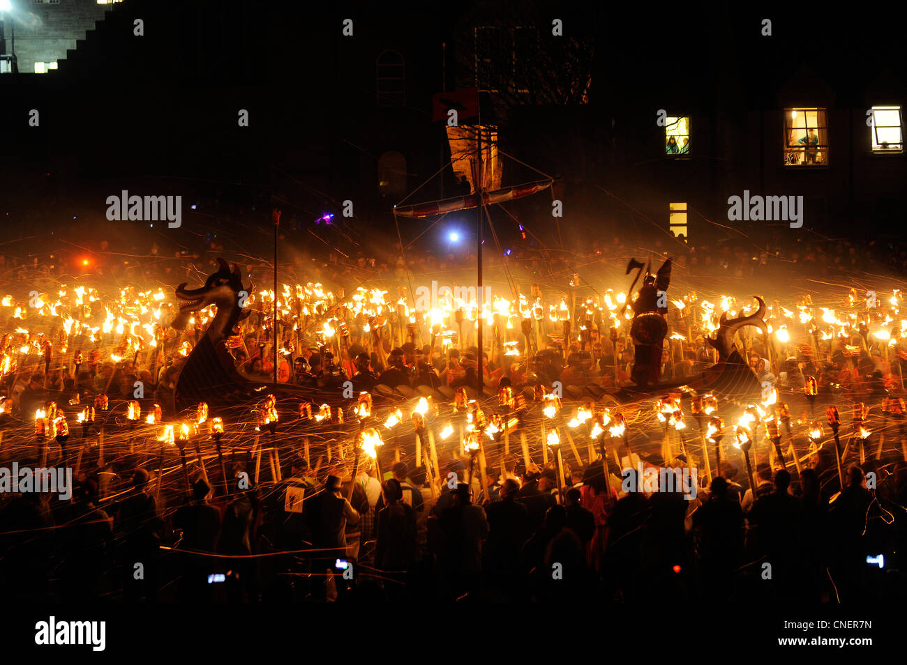 Up Helly Aa festival in Lewrwick, Shetland Islands. Up to two thousand ...