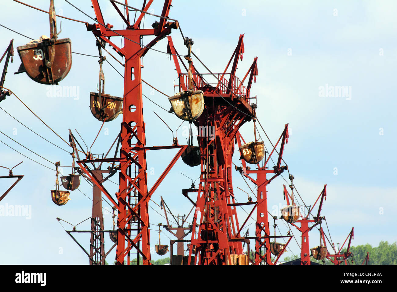Industrial cableway moving trolleys hi-res stock photography and images ...