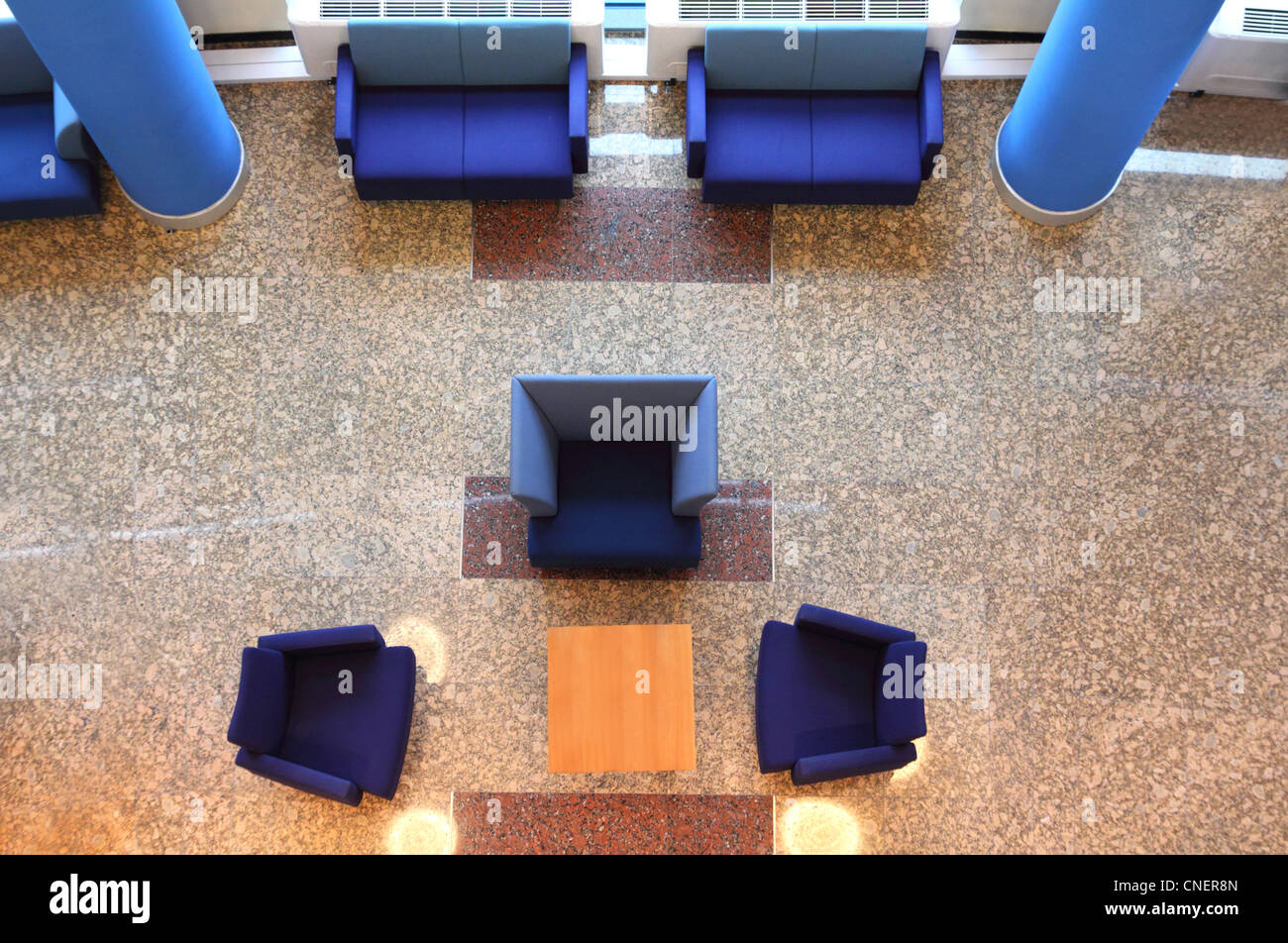 table with chairs in office - top view Stock Photo - Alamy