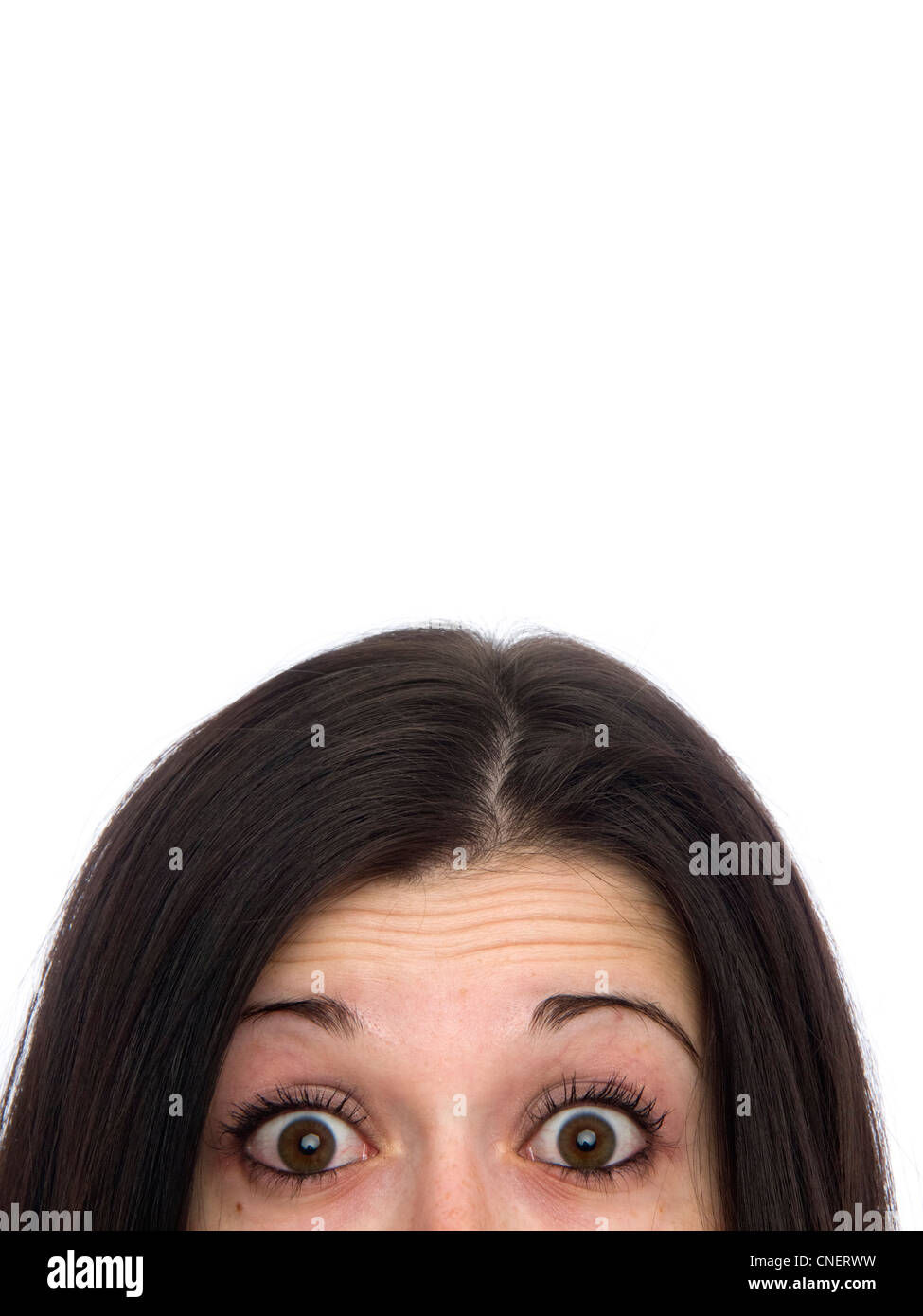 Close up portrait of young woman with surprised look Stock Photo - Alamy