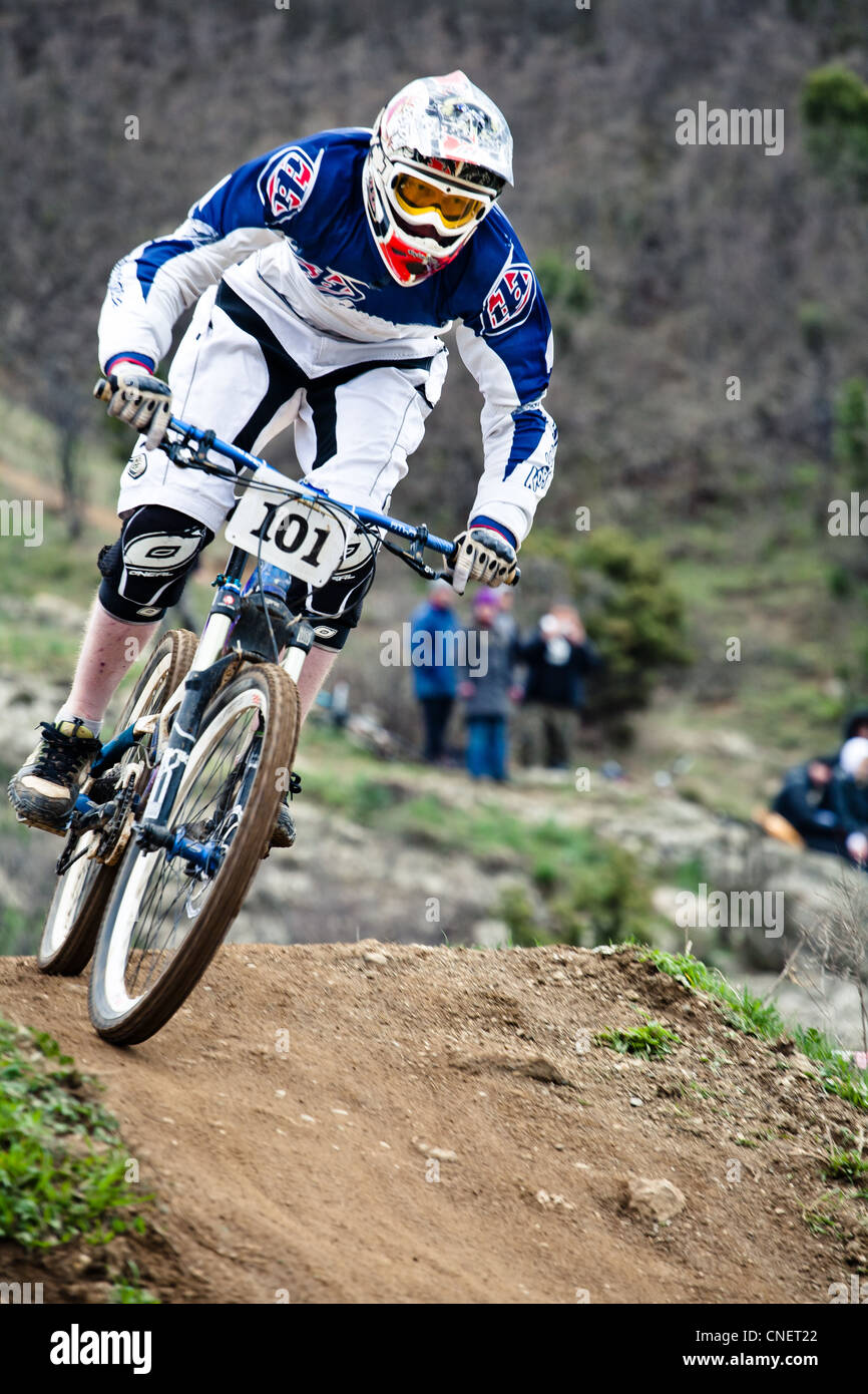 extreme MTB racing of downhill Stock Photo - Alamy