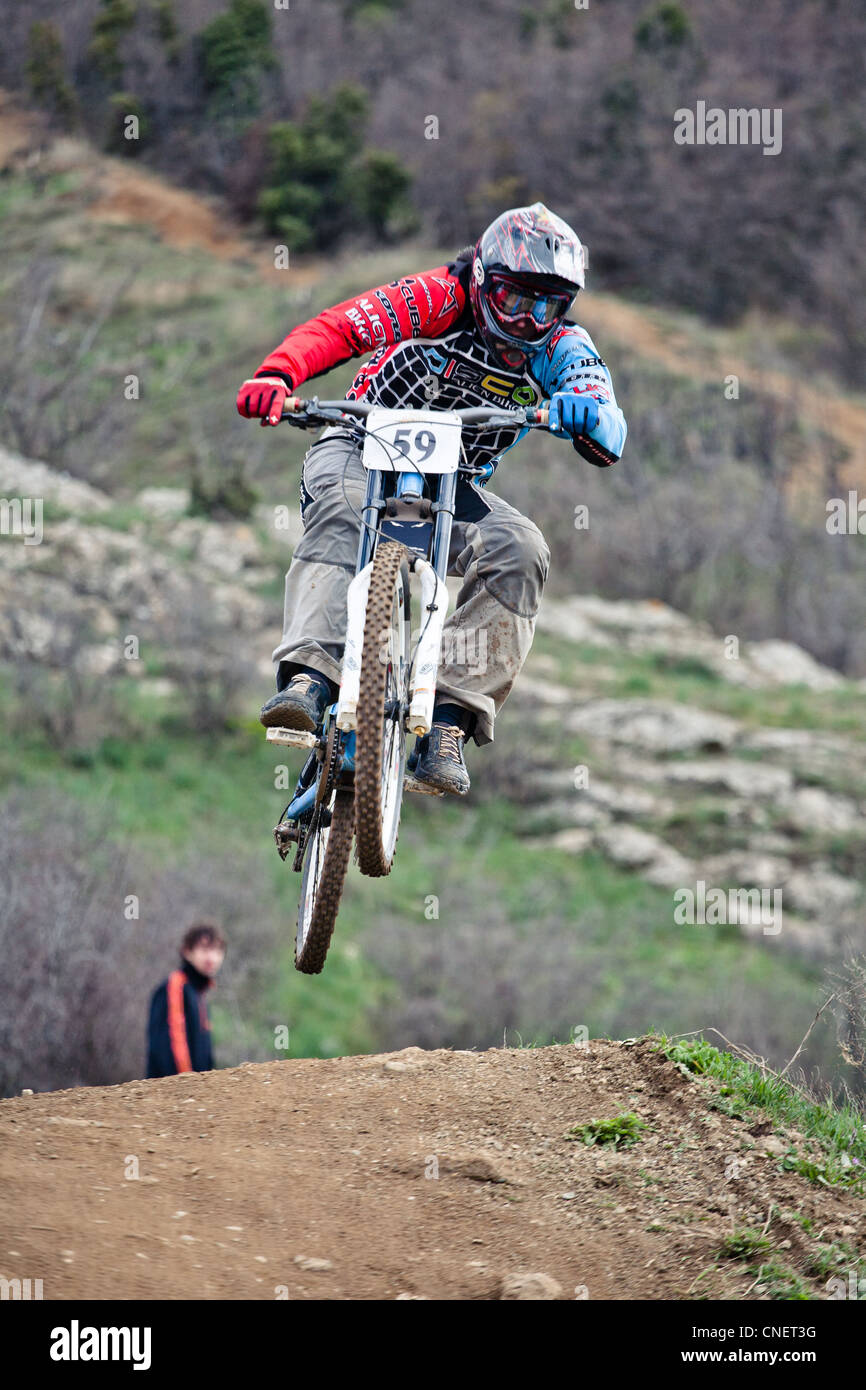 extreme MTB racing of downhill Stock Photo - Alamy