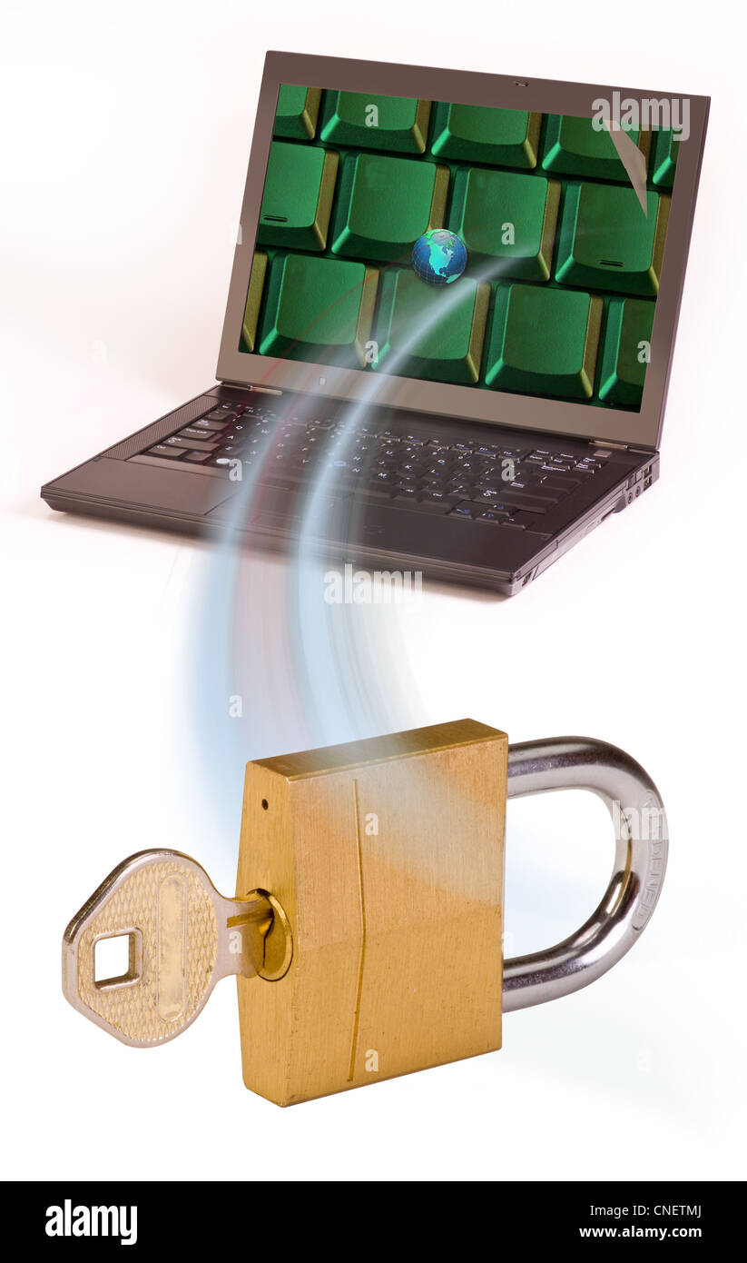 Lock Button on Computer Stock Photo - Alamy