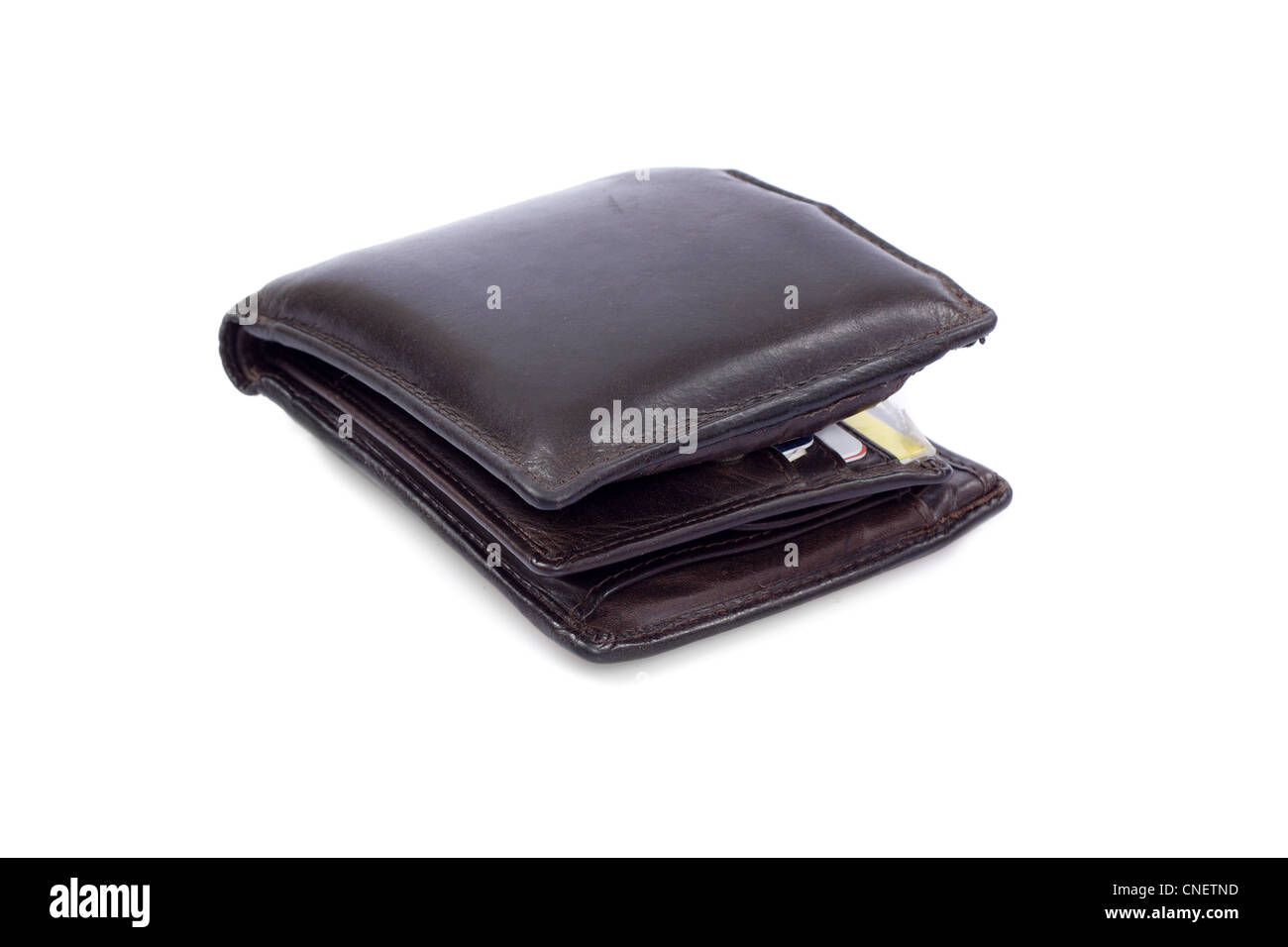 Brown old wallet foto on the white background Stock Photo - Alamy