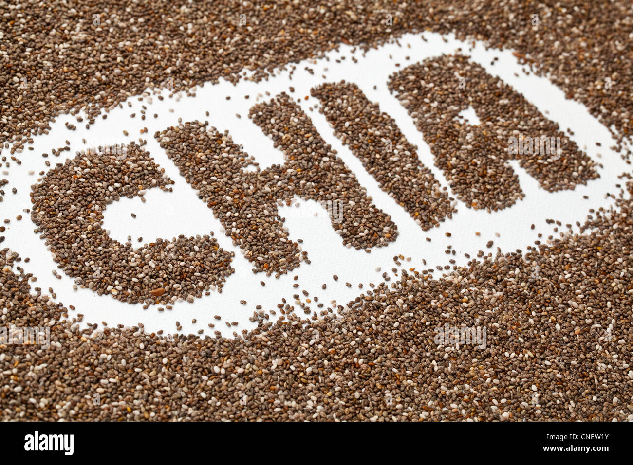 chia word made from chia seeds on white artist canvas Stock Photo - Alamy