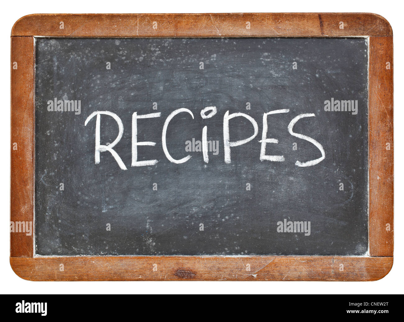 recipes word - white chalk handwriting on a vintage slate blackboard ...