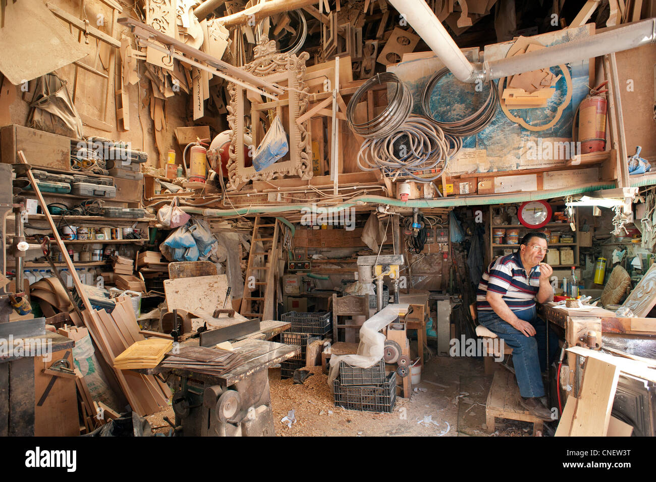 Carpenter shop Agiassos Lesbos Greece Stock Photo - Alamy
