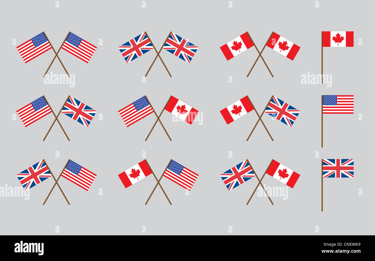 friendship flags with handles illustration Stock Photo - Alamy