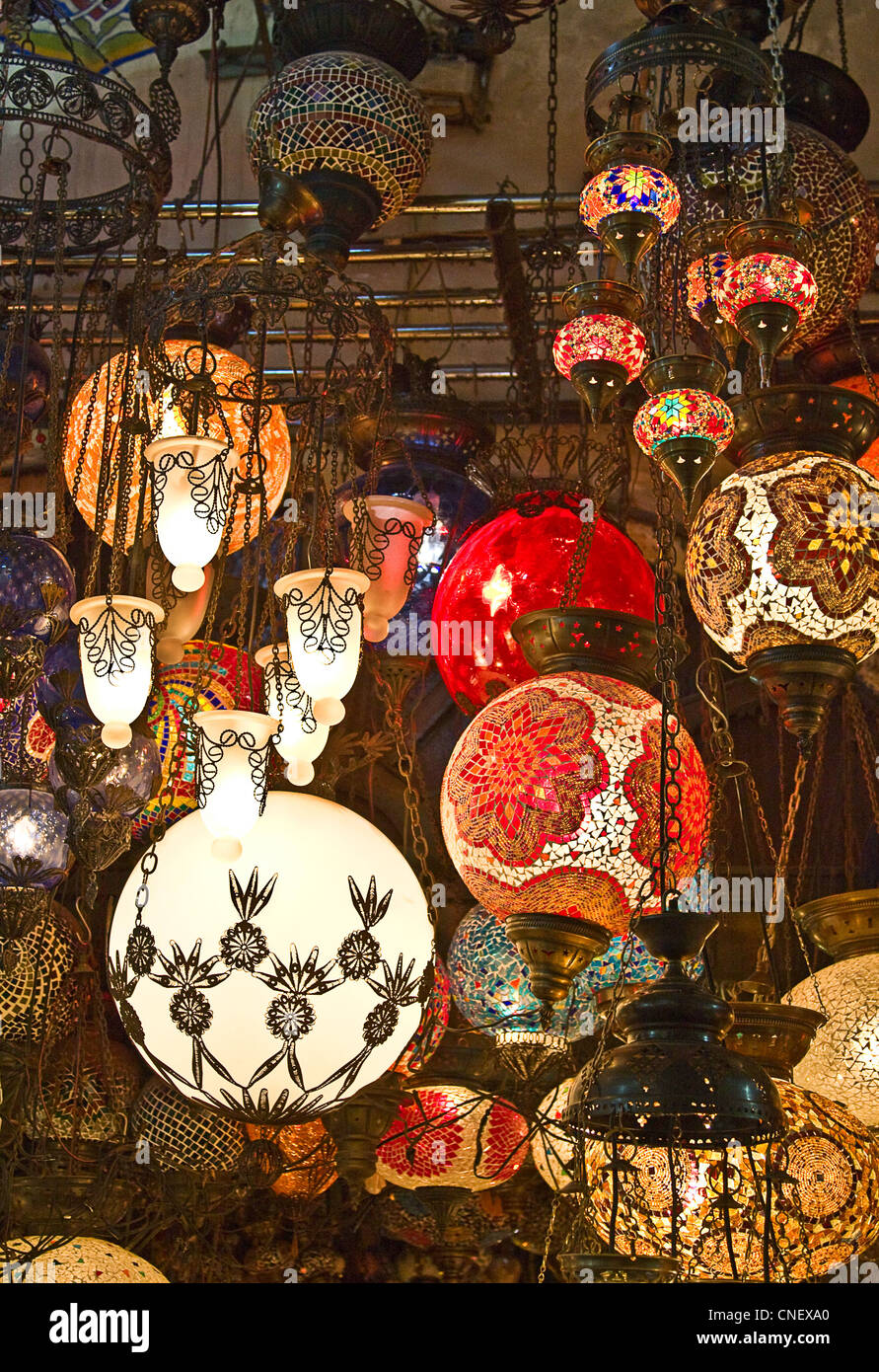 Traditional turkish lamps on the market Stock Photo - Alamy