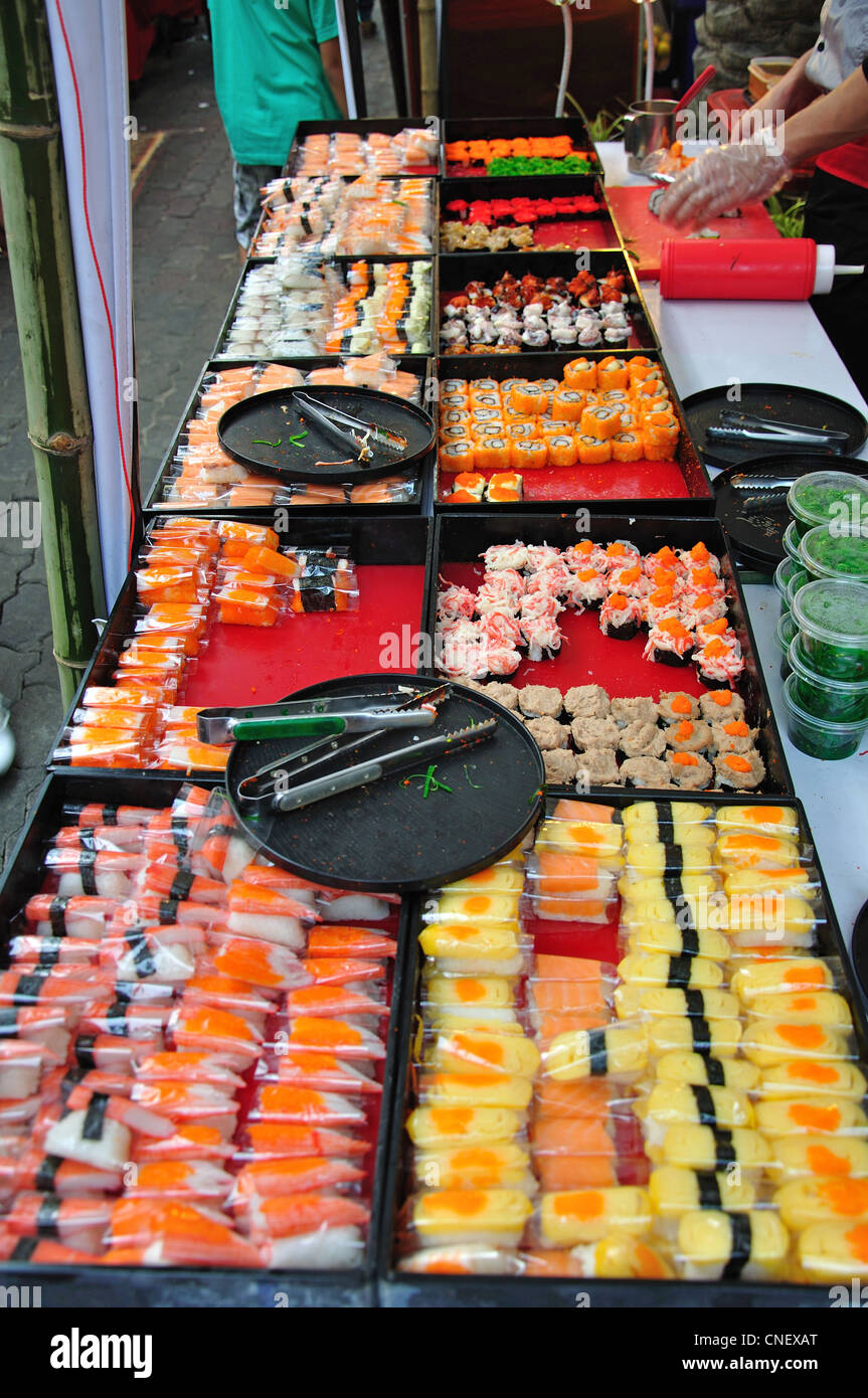 Sushi food stall on New Phetchaburi Road, Ratchathewi District, Bangkok ...