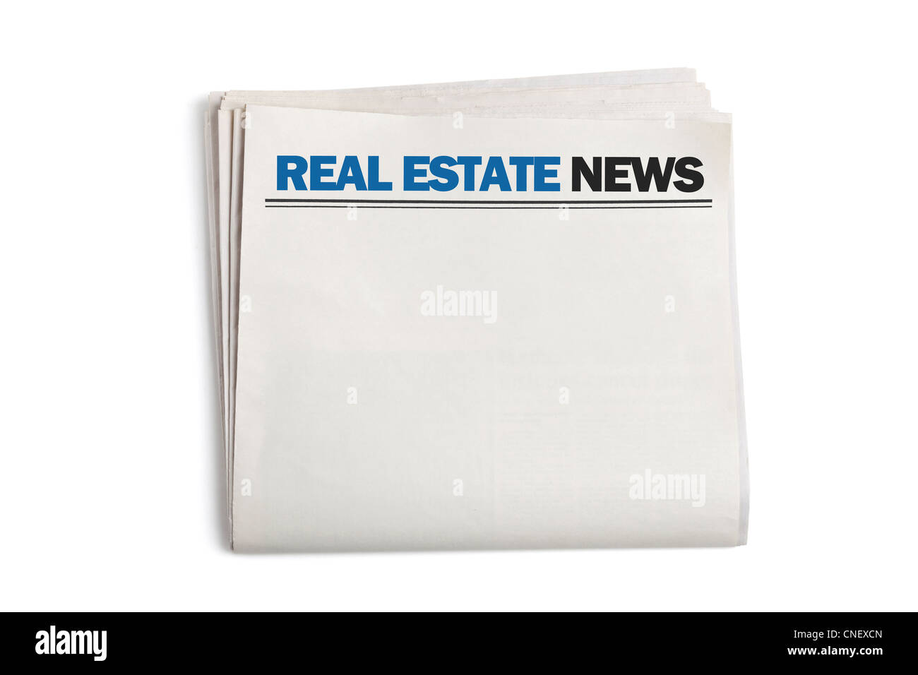 Real Estate News, Blank Newspaper with white background Stock Photo - Alamy