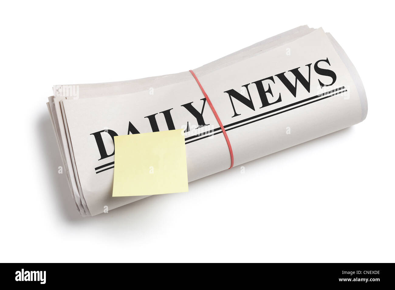 Daily News and Sticky Note, Newspaper with white background Stock Photo ...
