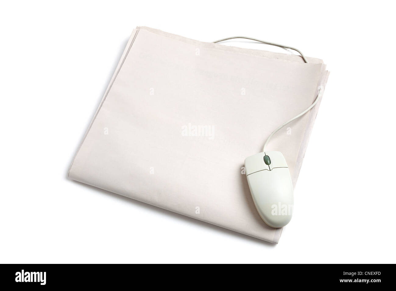 Computer mouse and Newspaper with white background Stock Photo - Alamy