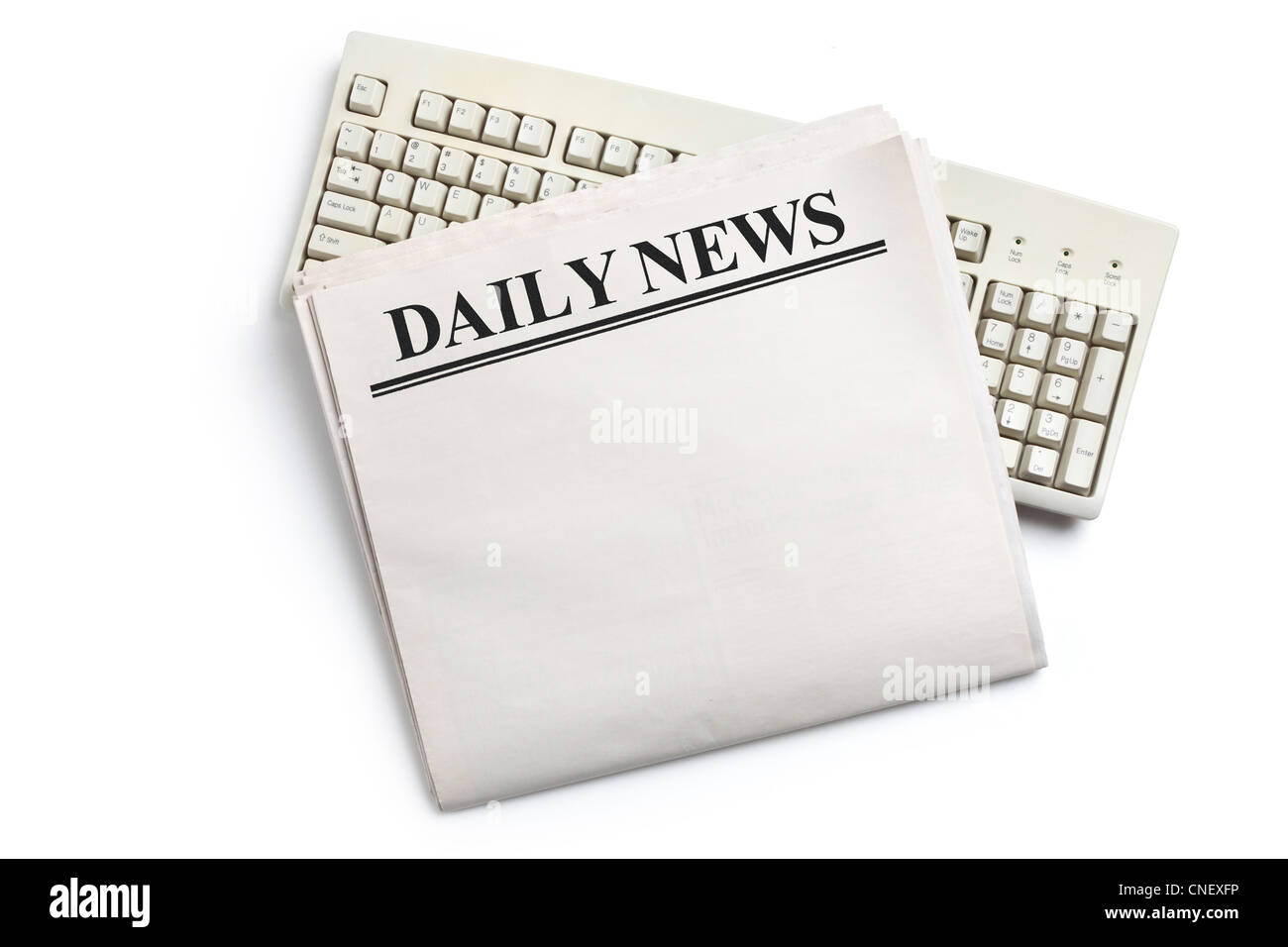 Daily News, Computer Keyboard and Newspaper with white background Stock ...