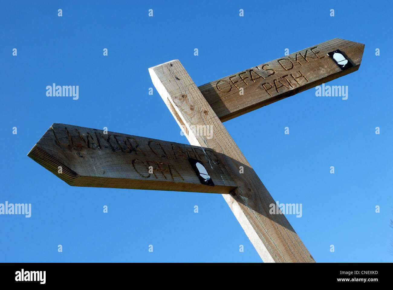 A Offa's Dyke sign taken on Bradnor Hill near Kington, Herefordshire ...