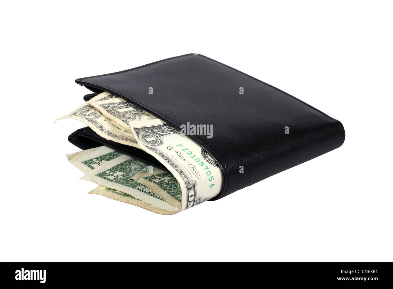 Wallet with dollar banknotes isolated over white with clipping path ...