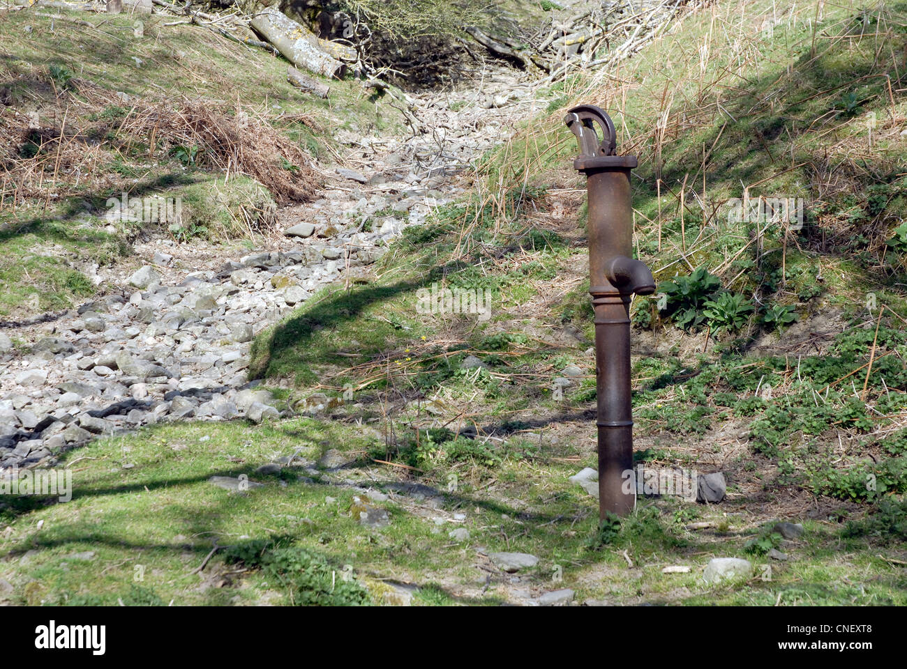A dried up stream and stand pipe on Bradnor Hill in Kington ...