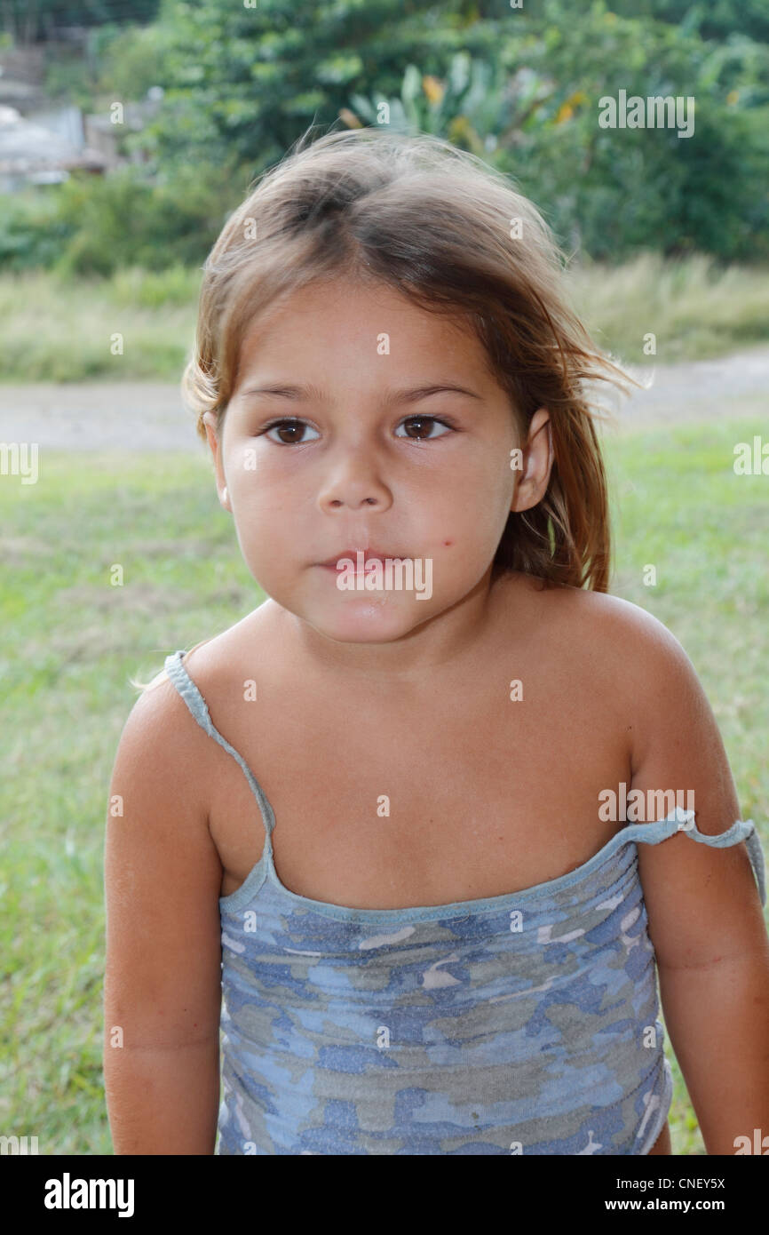 3 Years old Cuban (Hispanic) child girl close up. facial Havana, Cuba ...