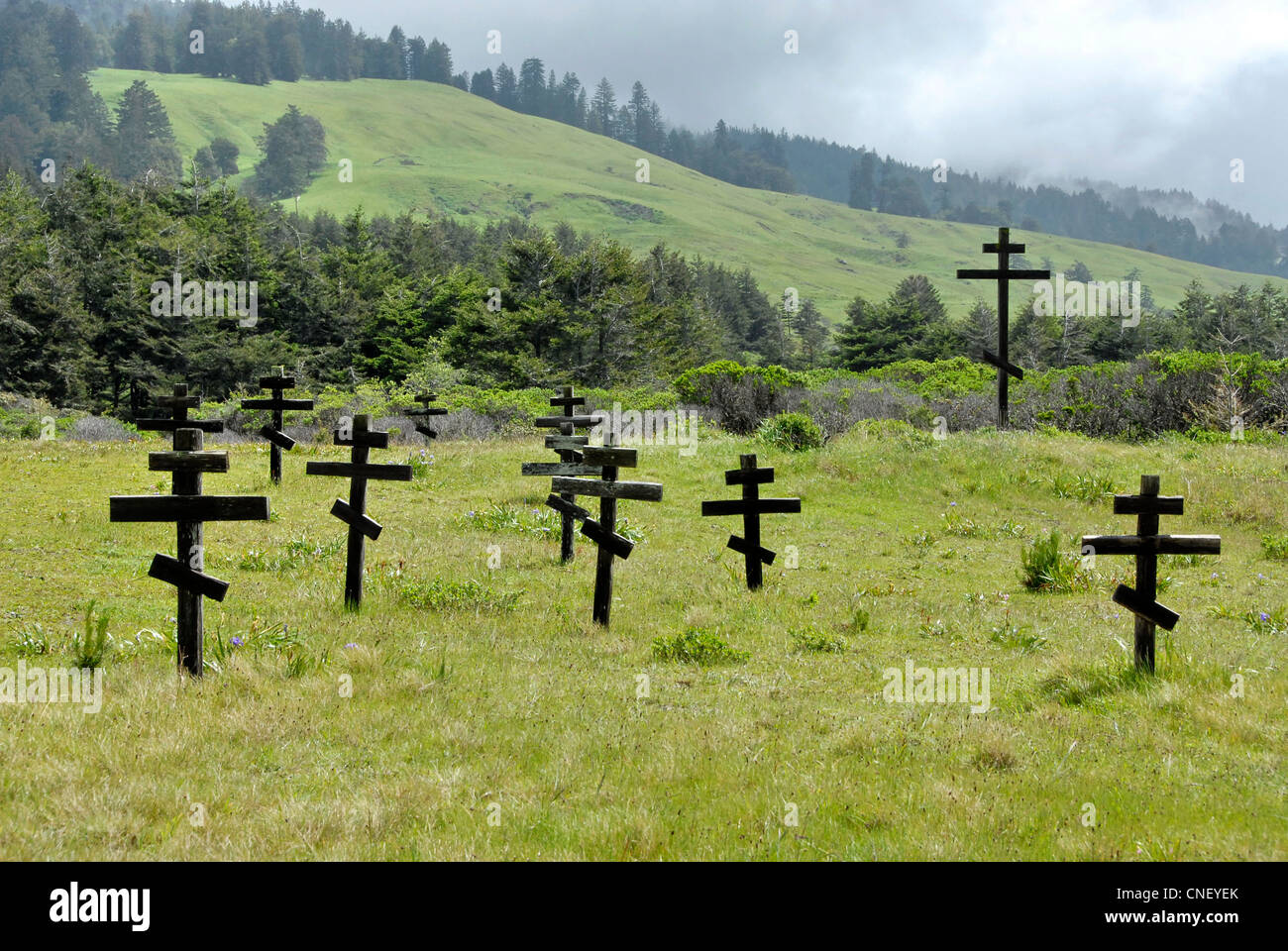 Cemetery of Russian settlers at Fort Ross, Sonoma County, California ...