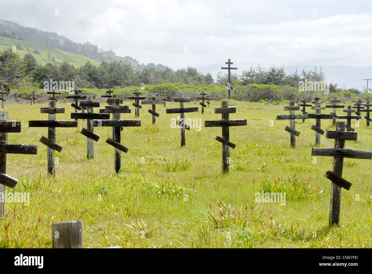 Cemetery of Russian settlers at Fort Ross, Sonoma County, California ...