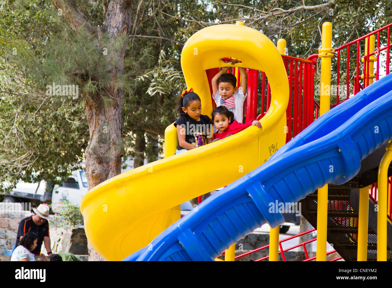 Children playing in playground in Todos Santos, Baja, Mexico Stock ...