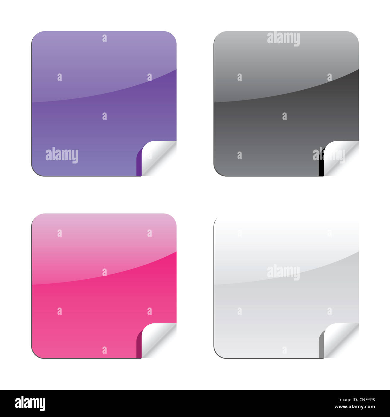 set of glossy shiny style label stickers with peeling corner effects ...