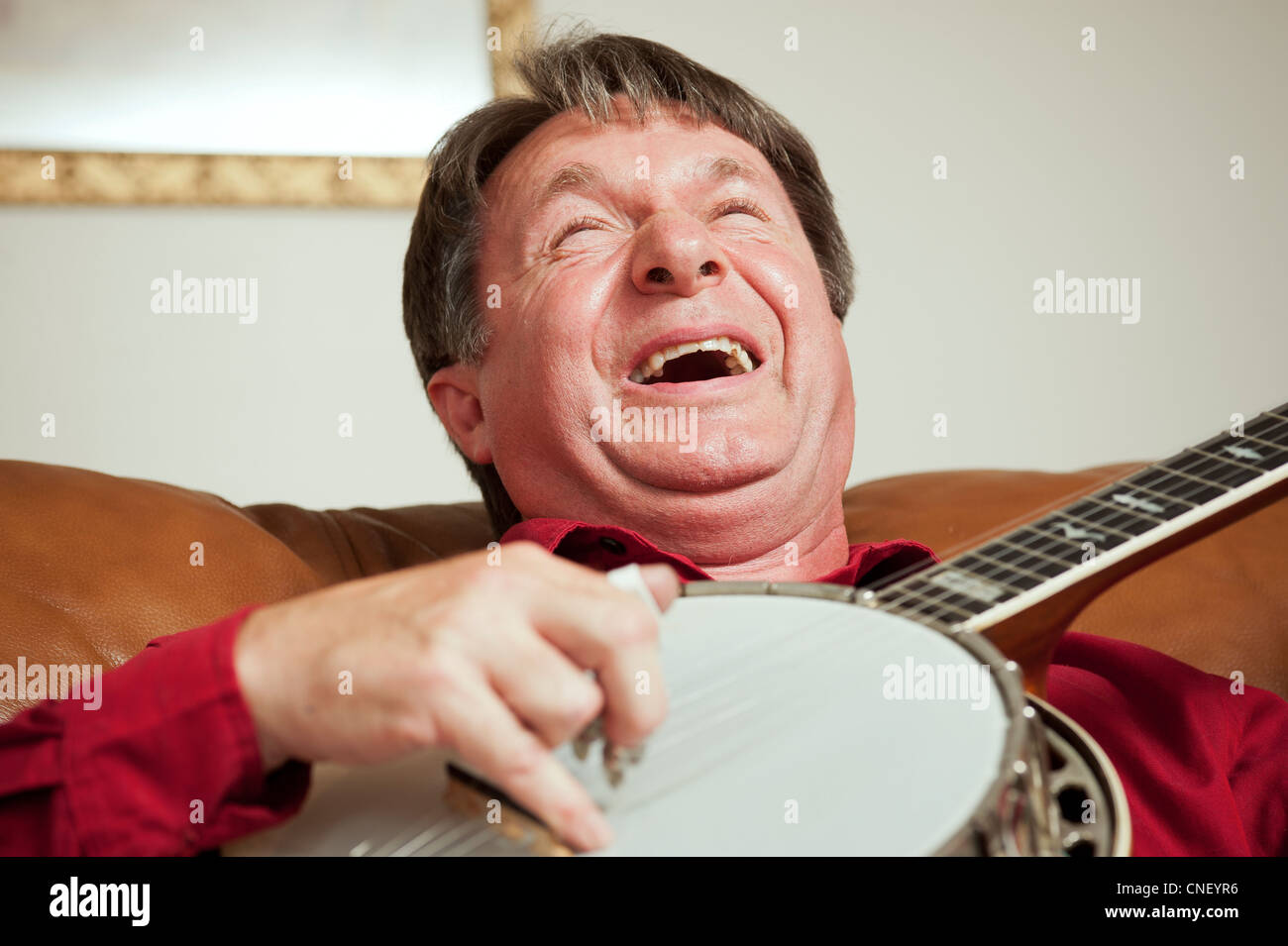 Dave Reed playing the banjo Stock Photo - Alamy