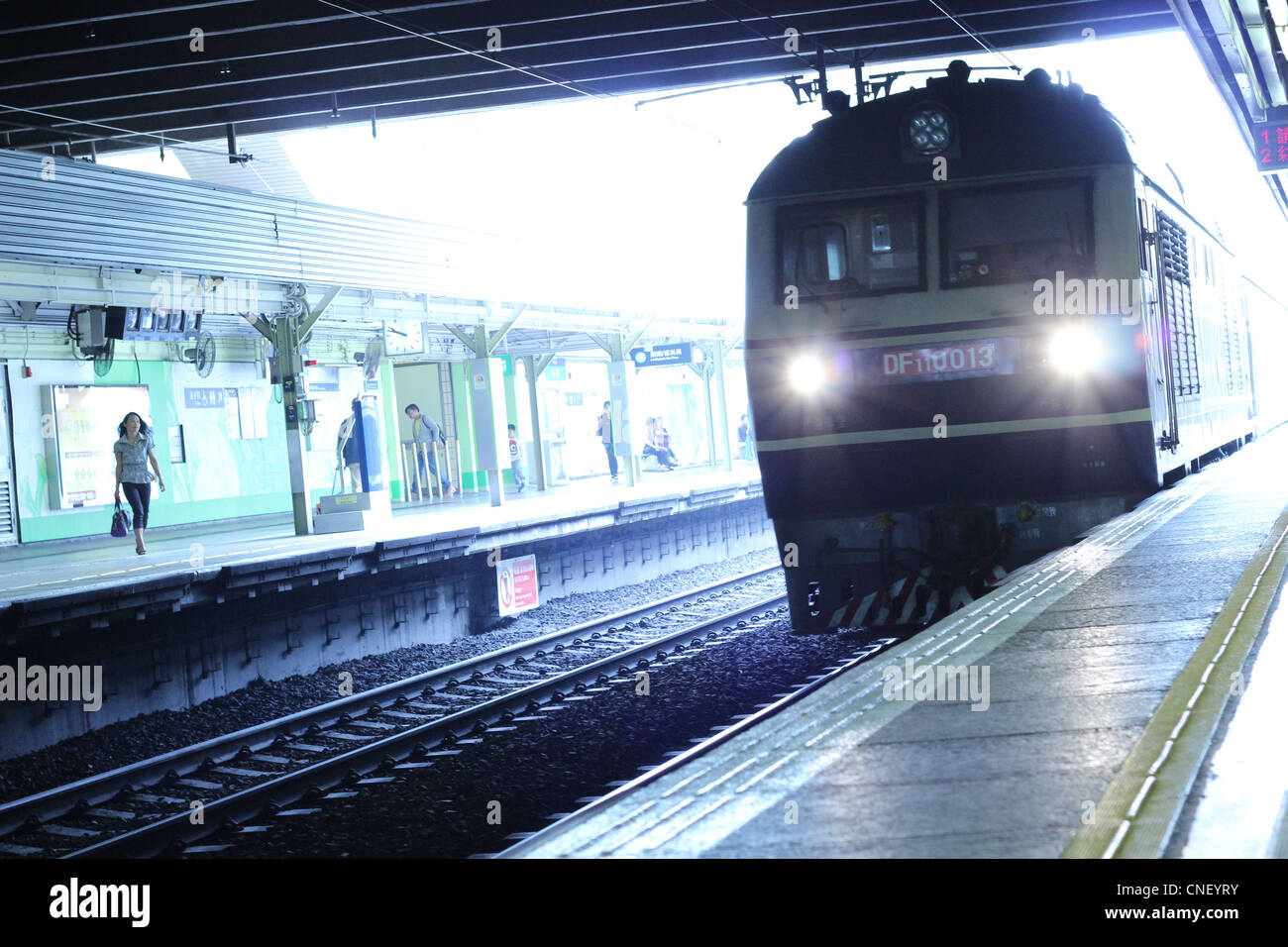 A Pass-through train from China in Hong Kong Stock Photo - Alamy