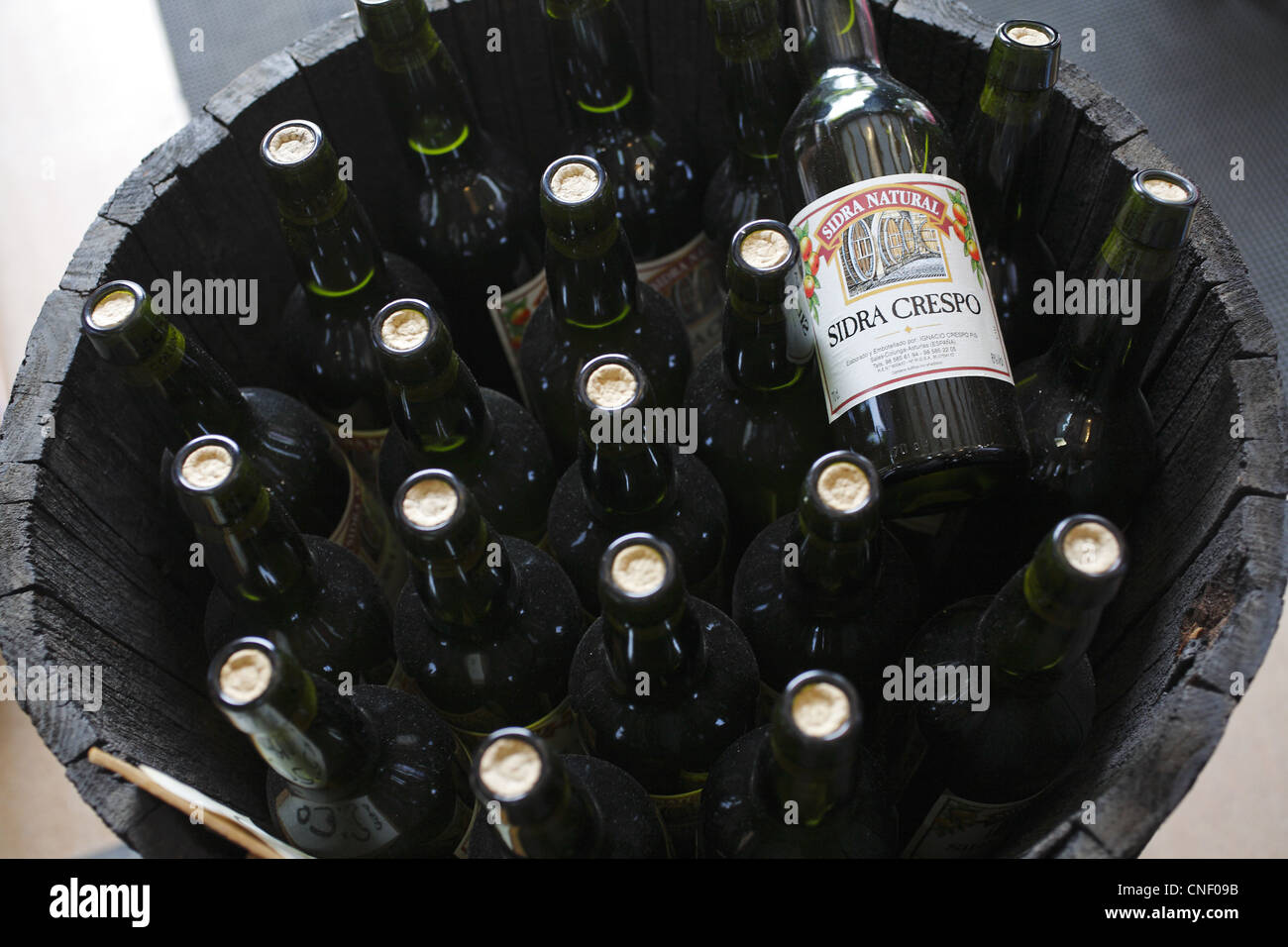 Dry Spanish cider, sidra crespo, Spain Stock Photo - Alamy