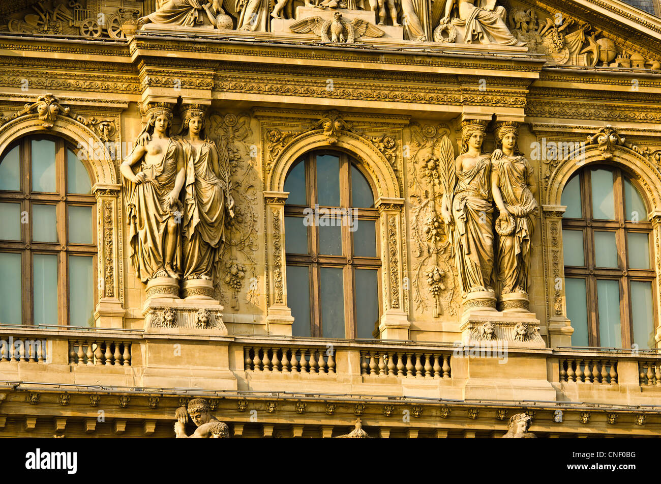 Statue detail at the Louvre Palace, Louvre Museum, Paris, France Stock ...