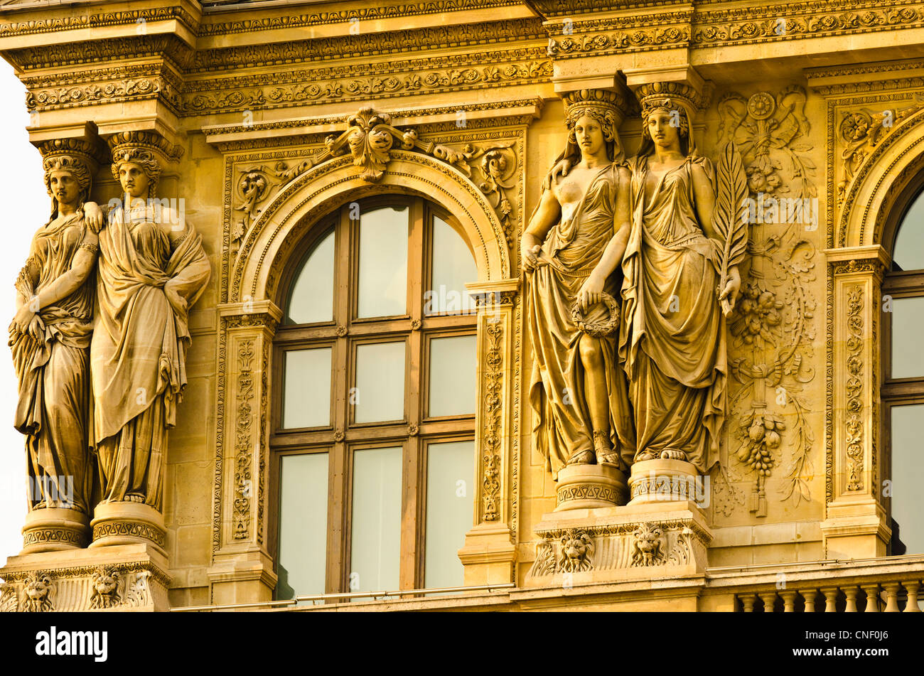 Statue detail at the Louvre Palace, Louvre Museum, Paris, France Stock ...