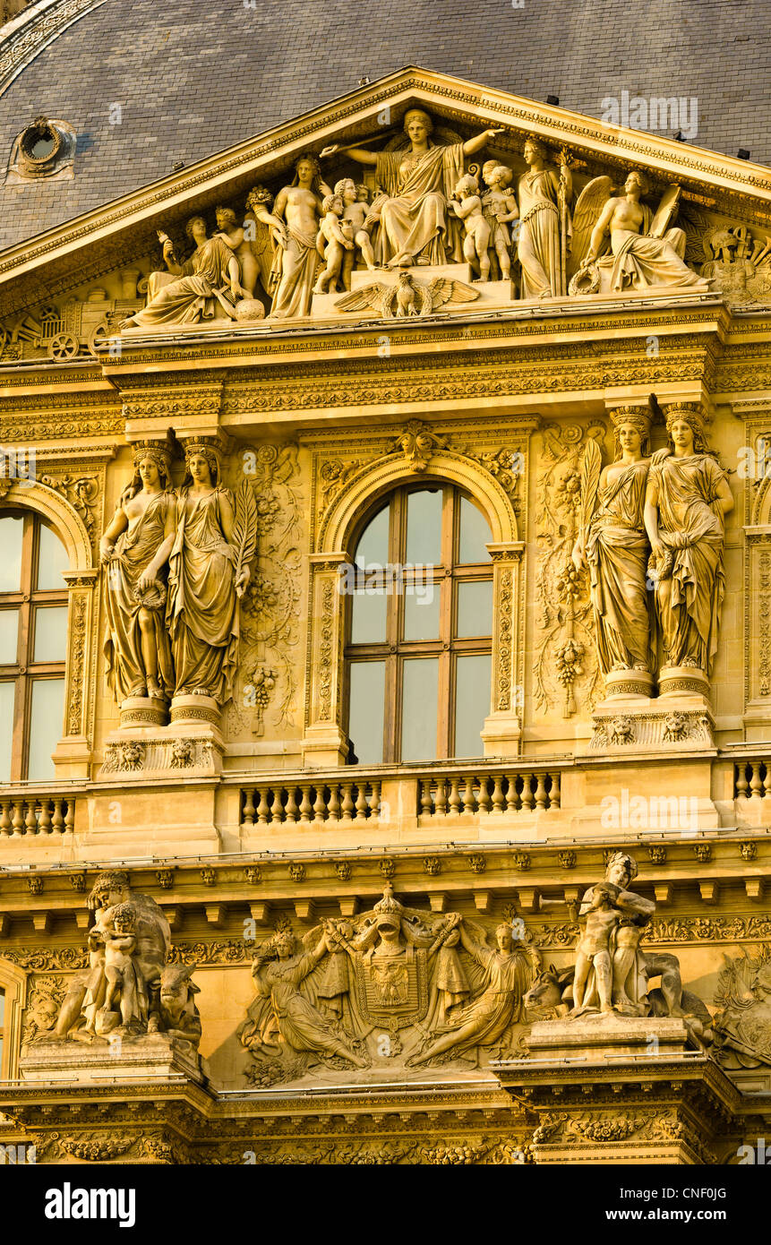 Statue detail at the Louvre Palace, Louvre Museum, Paris, France Stock ...