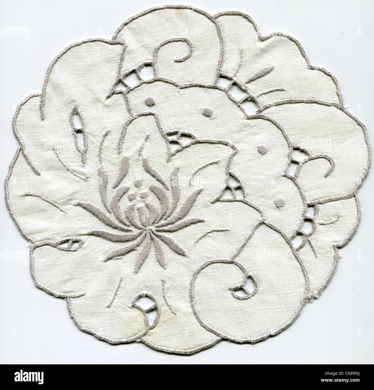 handmade doily with embroidery Rococo on white background Stock Photo ...