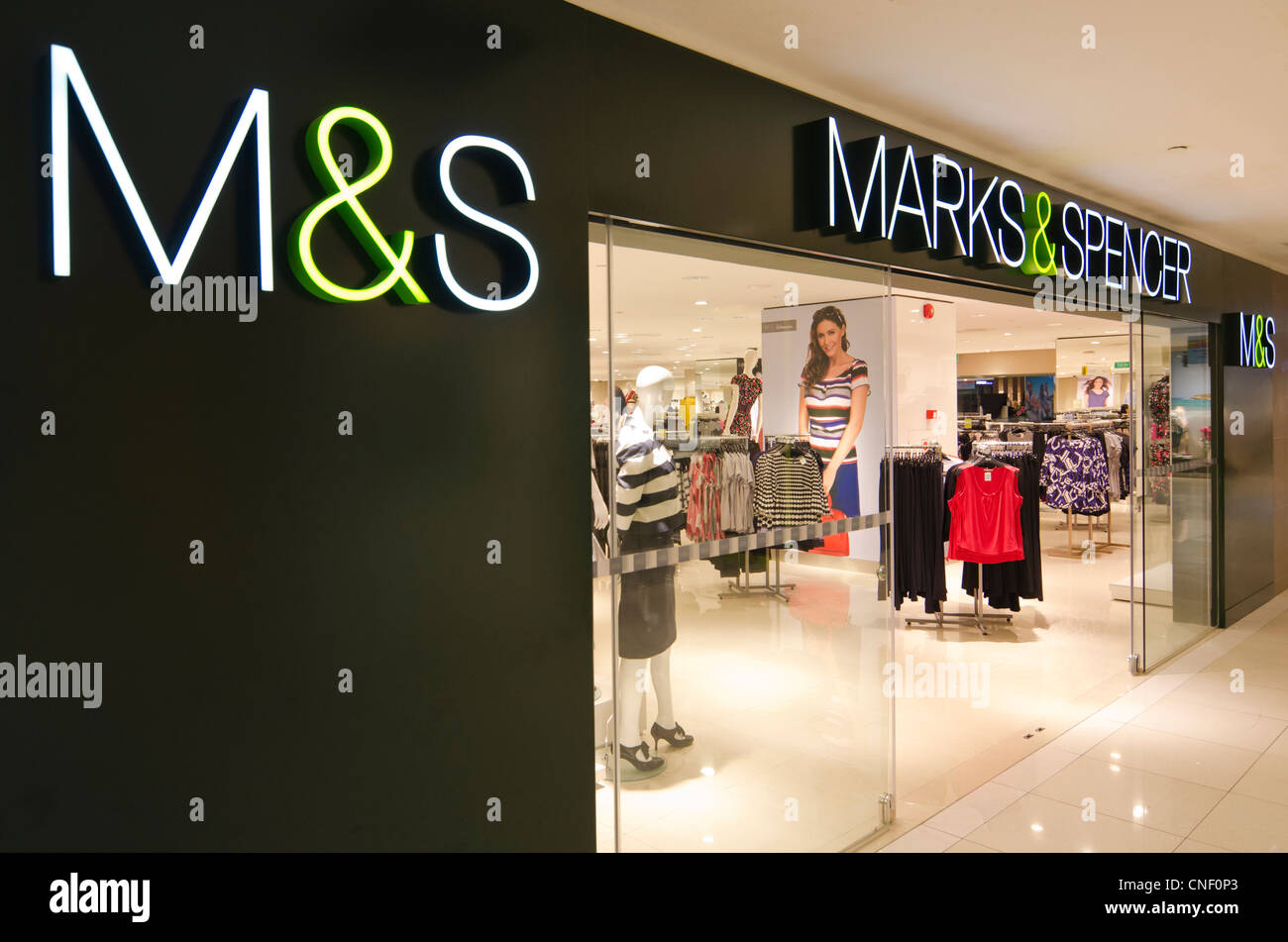Marks and Spencer store shopfront in a shopping mall in Singapore Stock ...