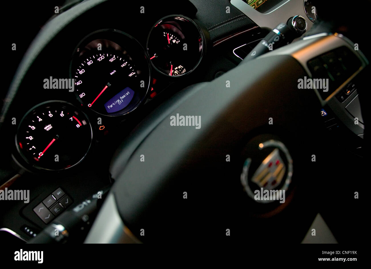Cadillac CTS dash board from the drivers seat Stock Photo - Alamy