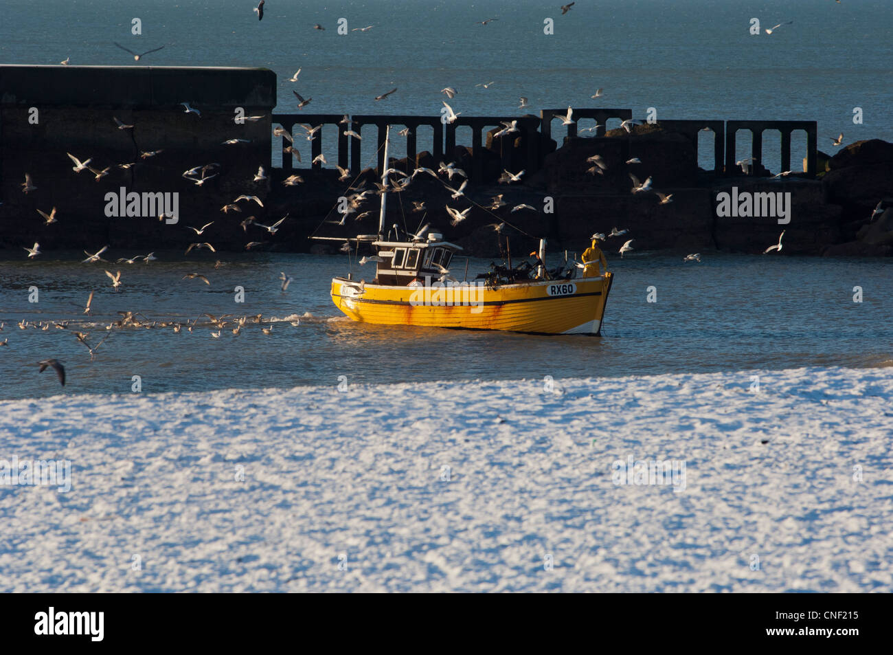 Hastings fishermen landing their catch at The Stade. Old Town harbour ...