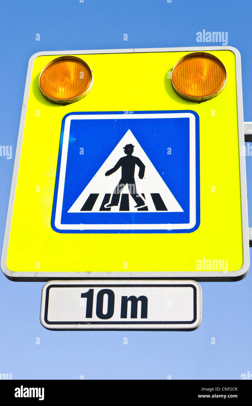 sign of warning of pedestrian crossing Stock Photo - Alamy