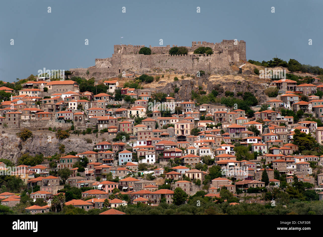 Molyvos castle Lesbos Greece Stock Photo - Alamy