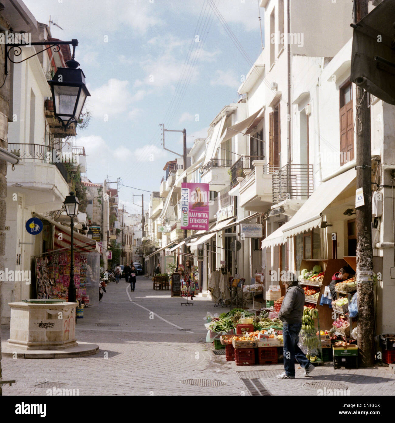 A street scene in the Old Town area of Rethymnon, Crete, Greece, in ...
