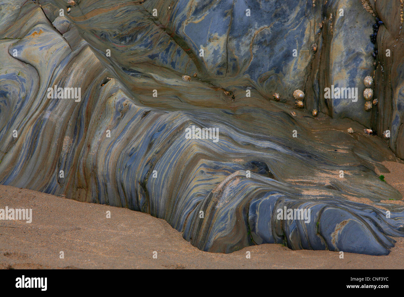 Seaside striped rocks Stock Photo - Alamy